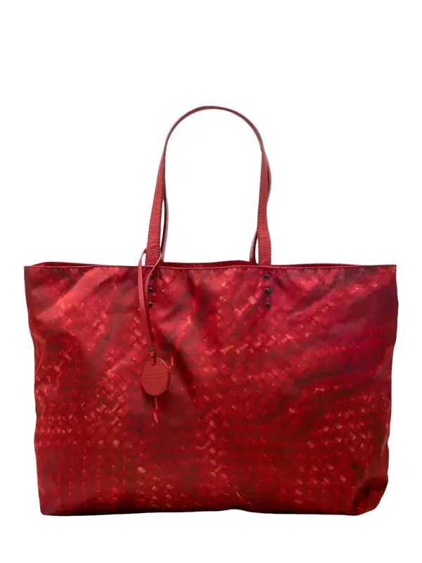 Bottega Veneta Nylon Intrecciolusion Tote Bag - Red