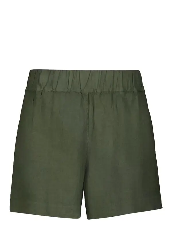 120% Lino Elasticated-waist Linen Shorts - Green