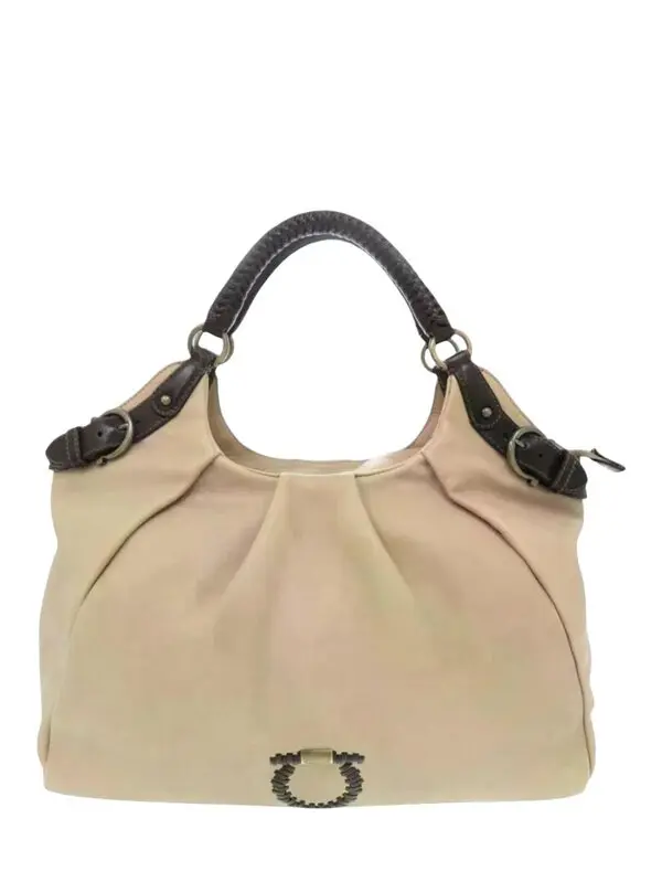 FERRAGAMO 2010-2026 Leather Gancini Tote Bag - Neutrals