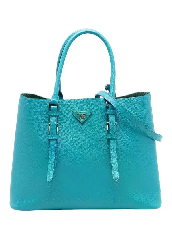 Prada 2010-2026 Medium Saffiano Cuir Satchel - Blue