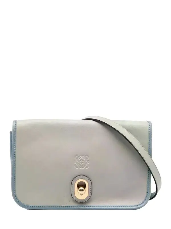 Loewe 2014 Bicolor Leather Anagram Ines Flap Crossbody Bag - Grey
