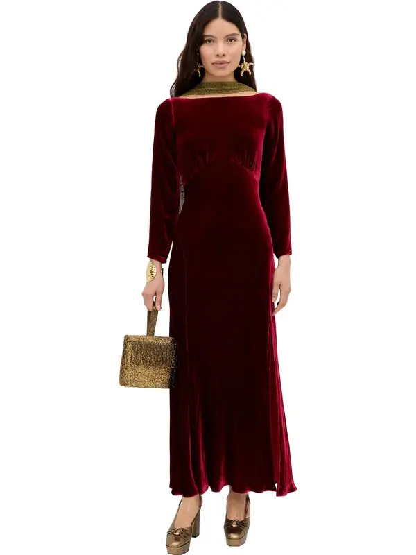 Rixo Devina Regular Gown - Burgundy