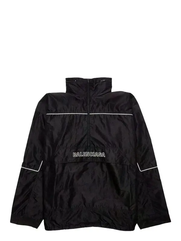 Balenciaga 80s Ripstop Logo Windbreaker Jacket - Black