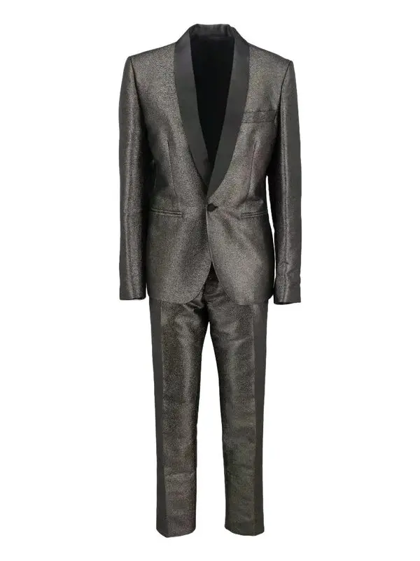 CHRISTIAN PELLIZZARI Shawl-lapel Metallic-effect Suit - Grey