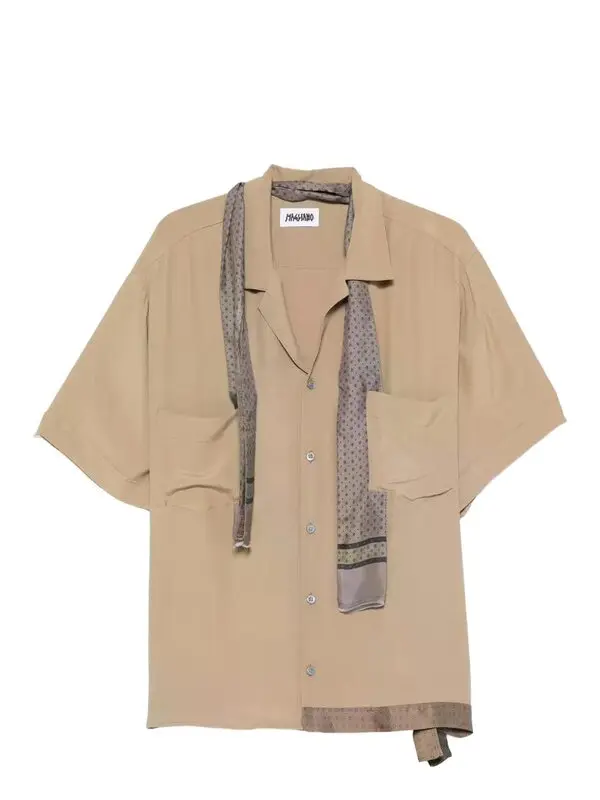 MAGLIANO Pasolini Scarf-detail Short-sleeve Shirt - Neutrals