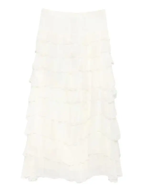 MONOCHROME Mlmtritone Ruffled Tiered Midi Skirt - Neutrals