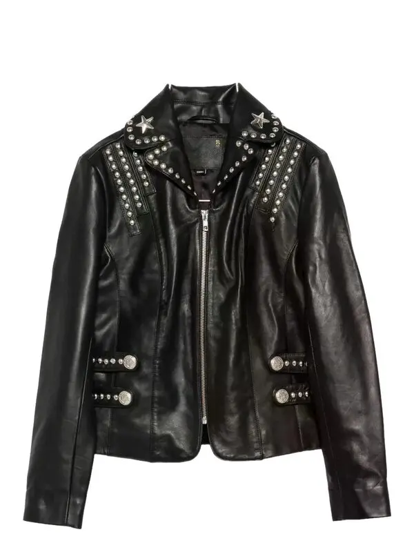 R13 Lou Stud-embellished Leather Jacket - Black