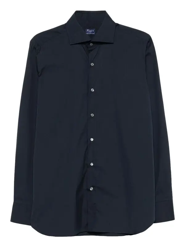FINAMORE 1925 Classic Cotton Stretch Shirt - Blue