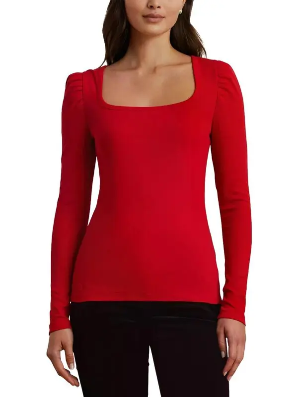 Ralph Lauren Puff-sleeve Square-neck Top - Red