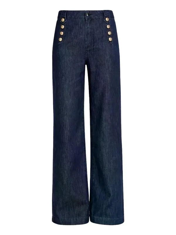 GAUDI Button-embellished Wide-leg Jeans - Blue