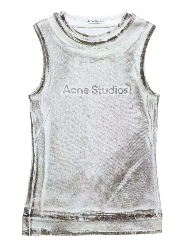 Acne Studios Layered Logo Ribbed Tank Top - Grey