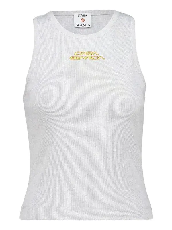 Casablanca Ribbed-knit Tank Top - Grey