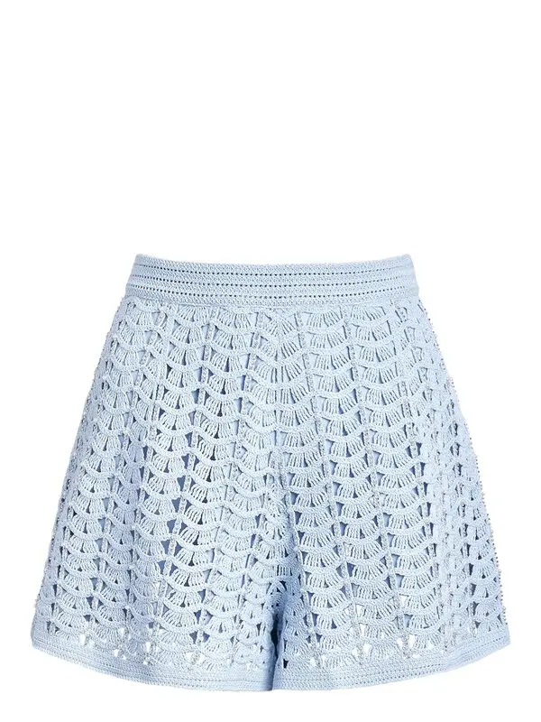 Sandro Embellished Crochet Wide Leg Shorts - Blue