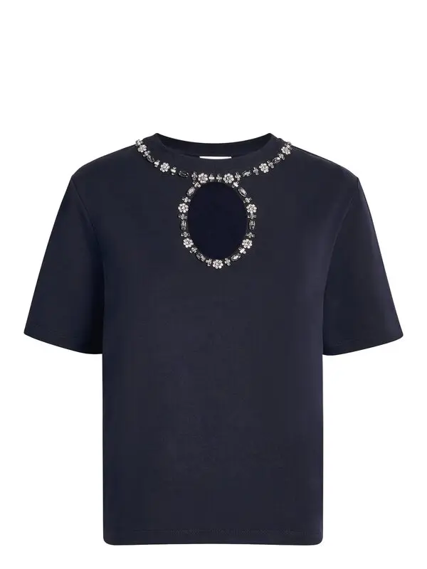 Sandro Cotton Embellished T-shirt - Blue