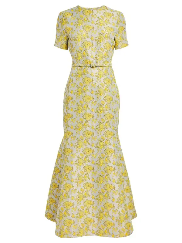 Simkhai Floral Jacquard Caraline Midi Dress - Yellow