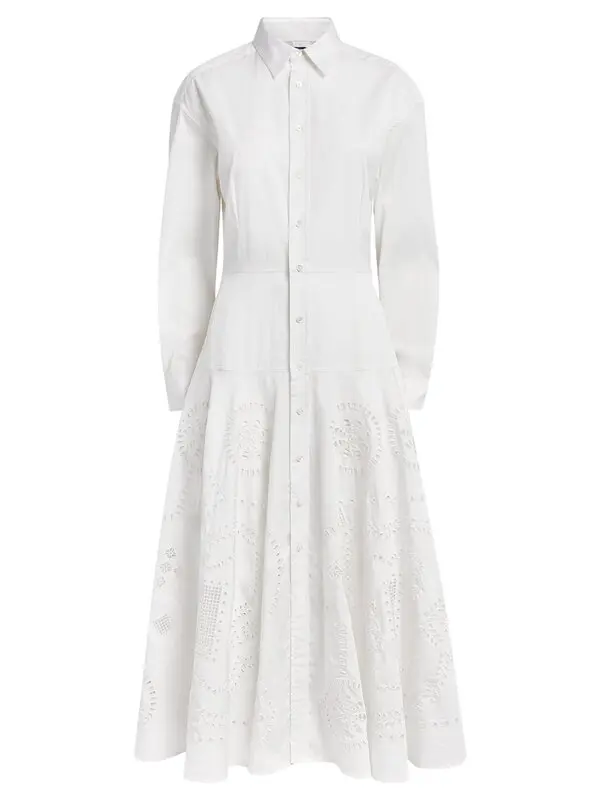 Polo Ralph Lauren Cotton Embroidered Shirt Dress - White