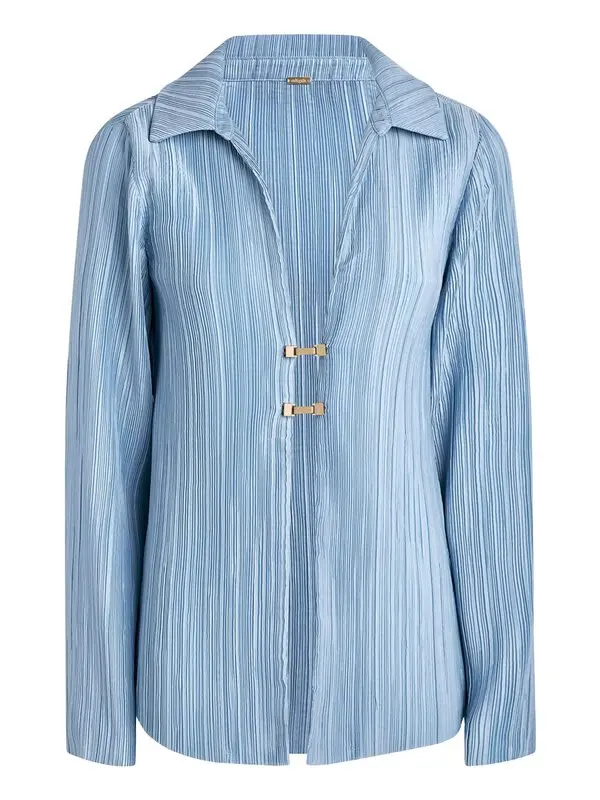 Cult Gaia Clarabelle Origami Plissé Shirt - Blue