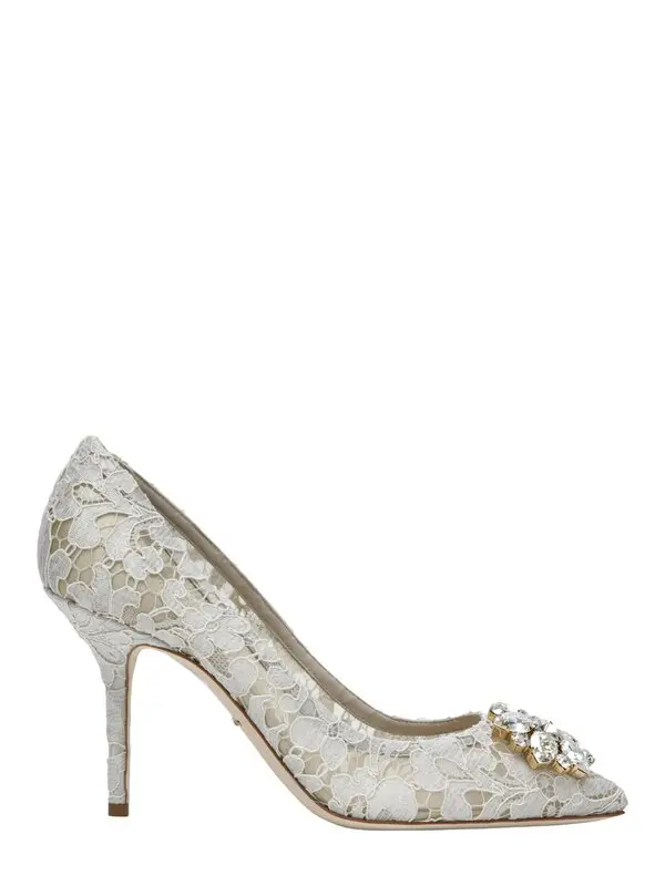 Dolce & Gabbana Bellucci Taormina Lace Pumps With Crystals - White