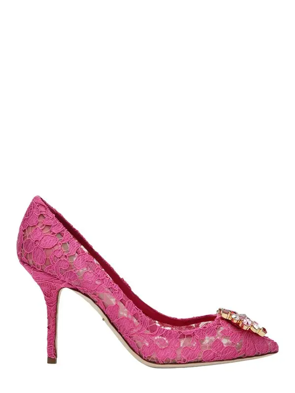 Dolce & Gabbana Bellucci Lace Pumps With Crystals - Pink