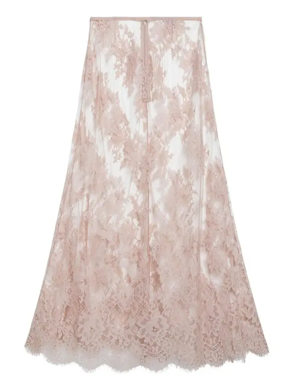 Dolce & Gabbana Chantilly Lace Midi Skirt - Pink