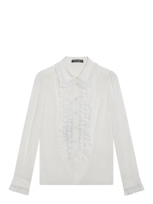 Dolce & Gabbana Silk And Lace Shirt With Ruffles - White