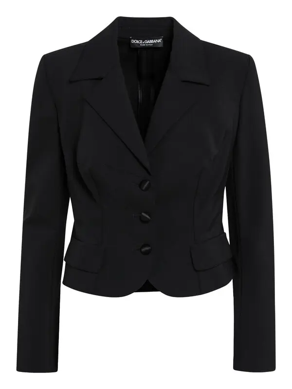 Dolce & Gabbana Short Single-breasted Technical Cady Jacket - Black