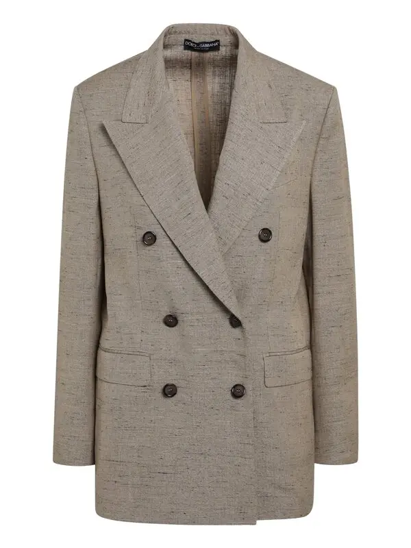 Dolce & Gabbana Sicilia Double-breasted Tweed-effect Jacket - Beige