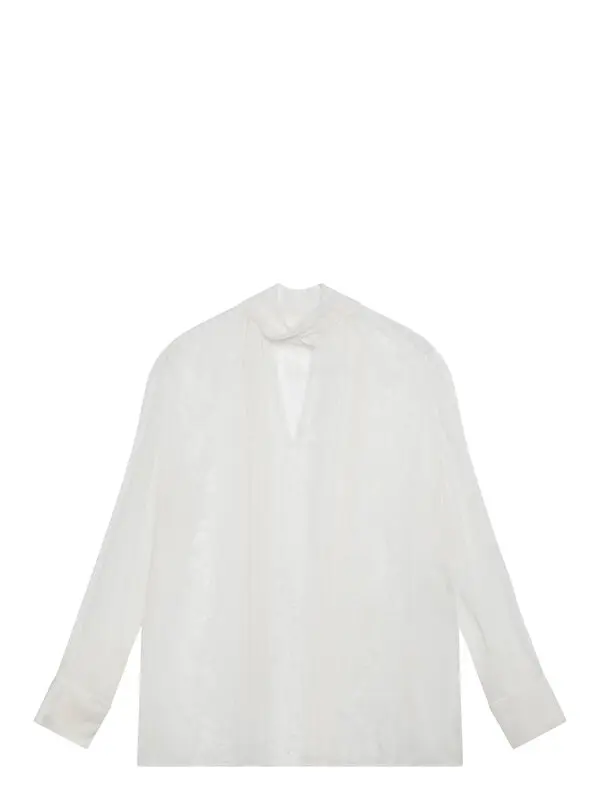 Dolce & Gabbana Silk Chiffon And Lace Blouse With Neck Scarf - White