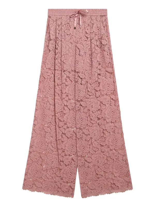 Dolce & Gabbana High-waist Flared Floral Lace Pants - Pink