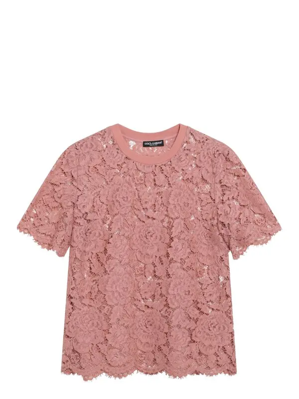 Dolce & Gabbana Short-sleeve Lace T-shirt - Pink