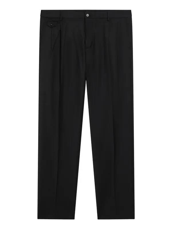 Dolce & Gabbana Tapered Pleated Wool-blend Trousers - Black