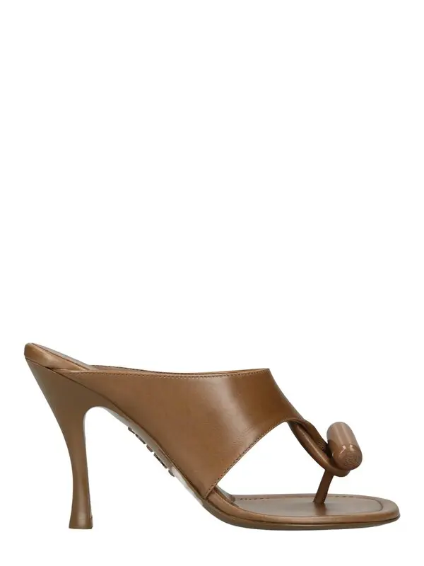 Loewe Leather Toggle Heeled Sandals - Beige