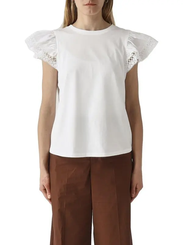 TWINSET Ruffled Lace T-shirt - White