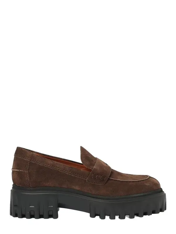Hogan Suede Lug Sole Loafers - Brown