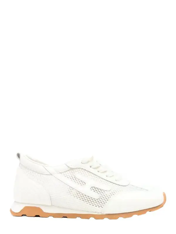 SERGIO MORETTI FIRENZE Mesh-panelled Lace-up Sneakers - Neutrals