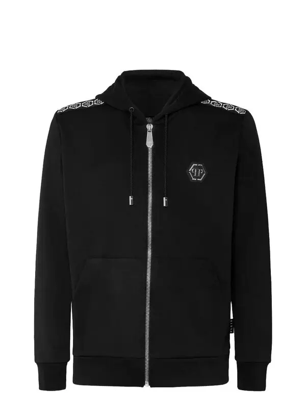 Philipp Plein Monogram-print Zip-up Hoodie - Black