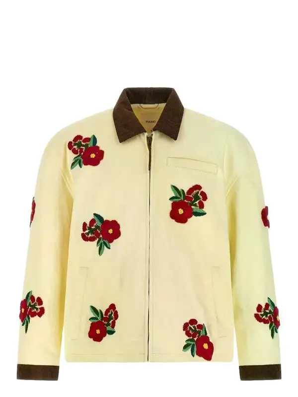 FOUND Floral-embroidered Cotton-twill Jacket - Neutrals