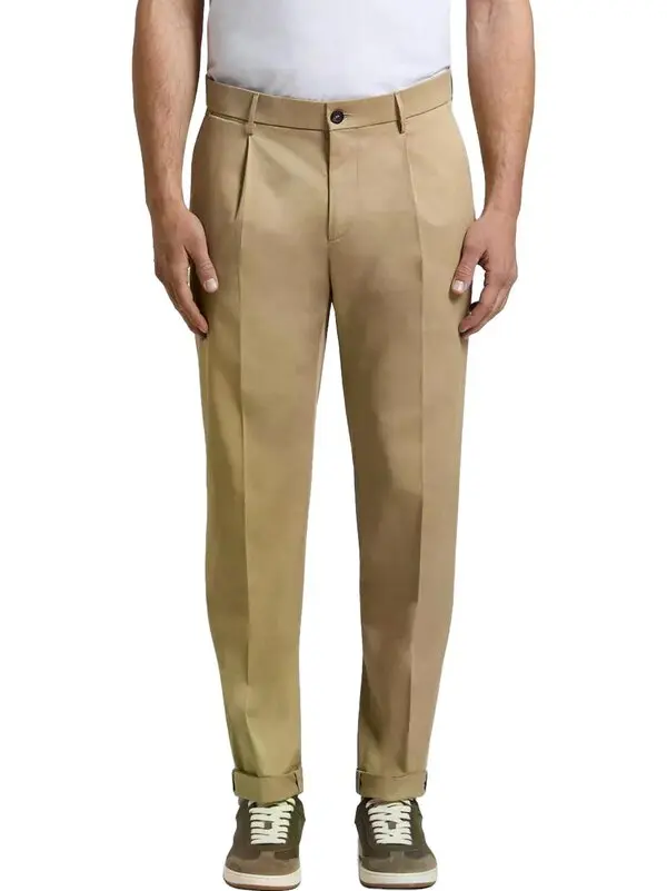 Peserico Pleated-front Turn-up Trousers - Neutrals