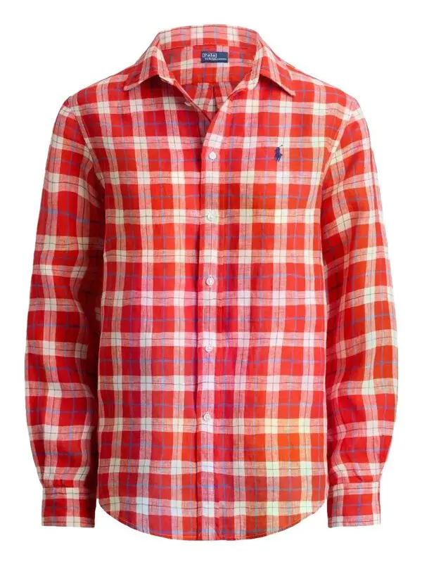 Polo Ralph Lauren Check-print Shirt With Embroidered Logo - Red