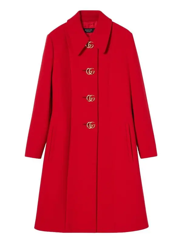 Gucci Wool Natté Coat - Red
