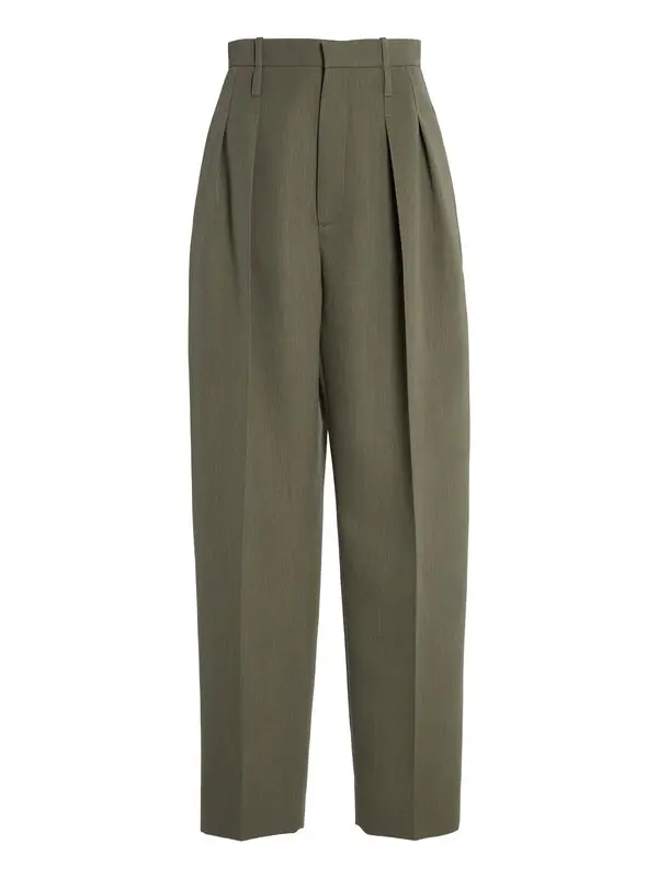 Bottega Veneta Wool Melange Toile Wide-leg Trousers - Olive