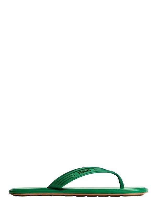 Bottega Veneta Sampieri Leather Flip Flop Sandals - Green