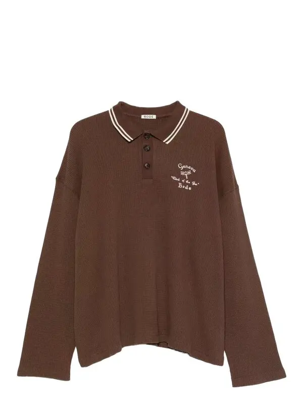 BODE Geneva Waffle-knit Polo Shirt - Brown