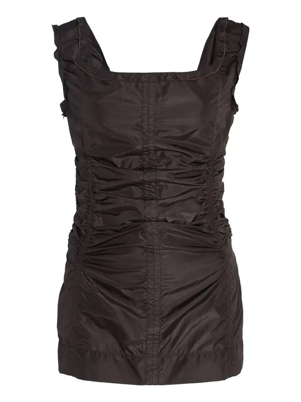 Bottega Veneta Sleeveless Washed Silk Taffeta Top - Brown