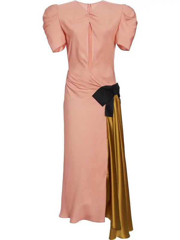 Valentino Garavani Draped Sable Midi Dress - Pink