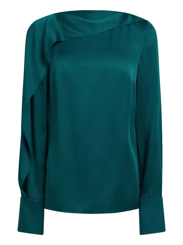 Erdem Draped Satin-crepe Top - Petrol