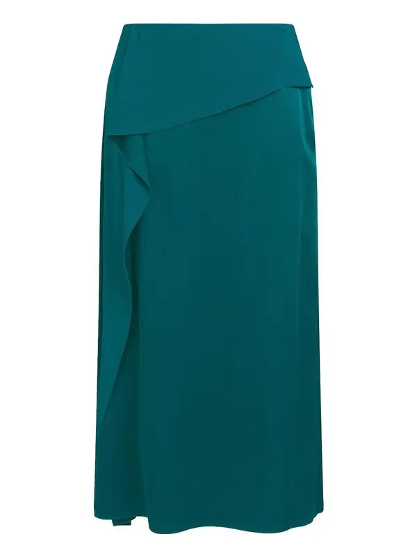 Erdem Draped Satin-crepe Midi Skirt - Petrol