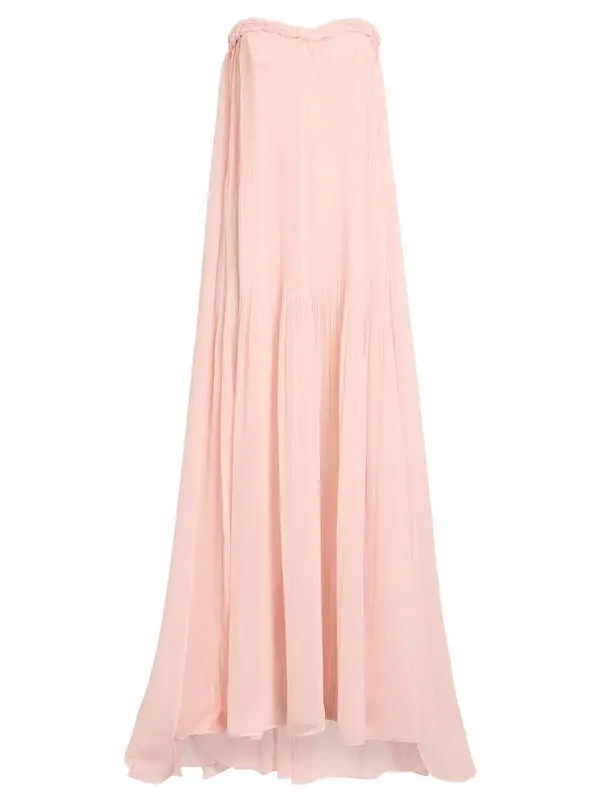 LEO LIN Camilla Strapless Plissé-georgette Gown - Baby Pink