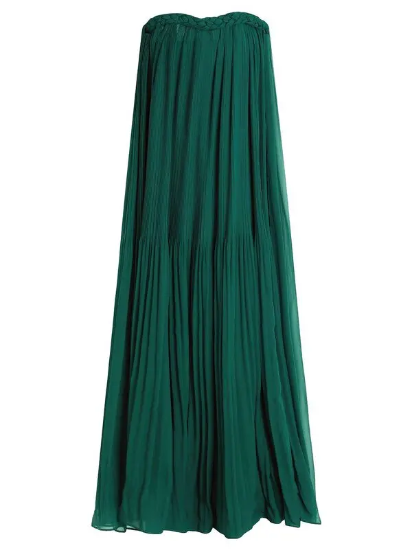 LEO LIN Camilla Strapless Plissé-georgette Gown - Emerald