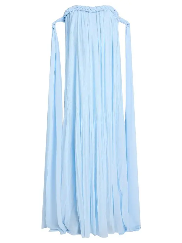 LEO LIN Camilla Strapless Plissé-georgette Gown - Light Blue